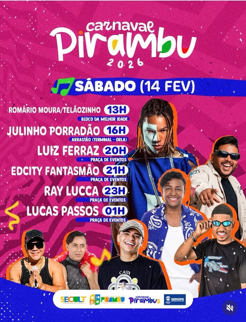 Carnaval de Pirambu 2026 acontece de 13 a 17 de fevereiro; confira a ...
